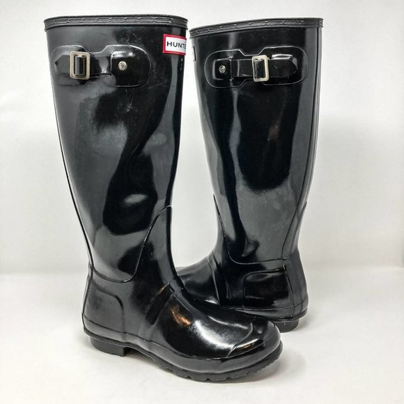 Hunter | Shoes | Hunter Original Tall Gloss Waterproof Rain Black Boots ...